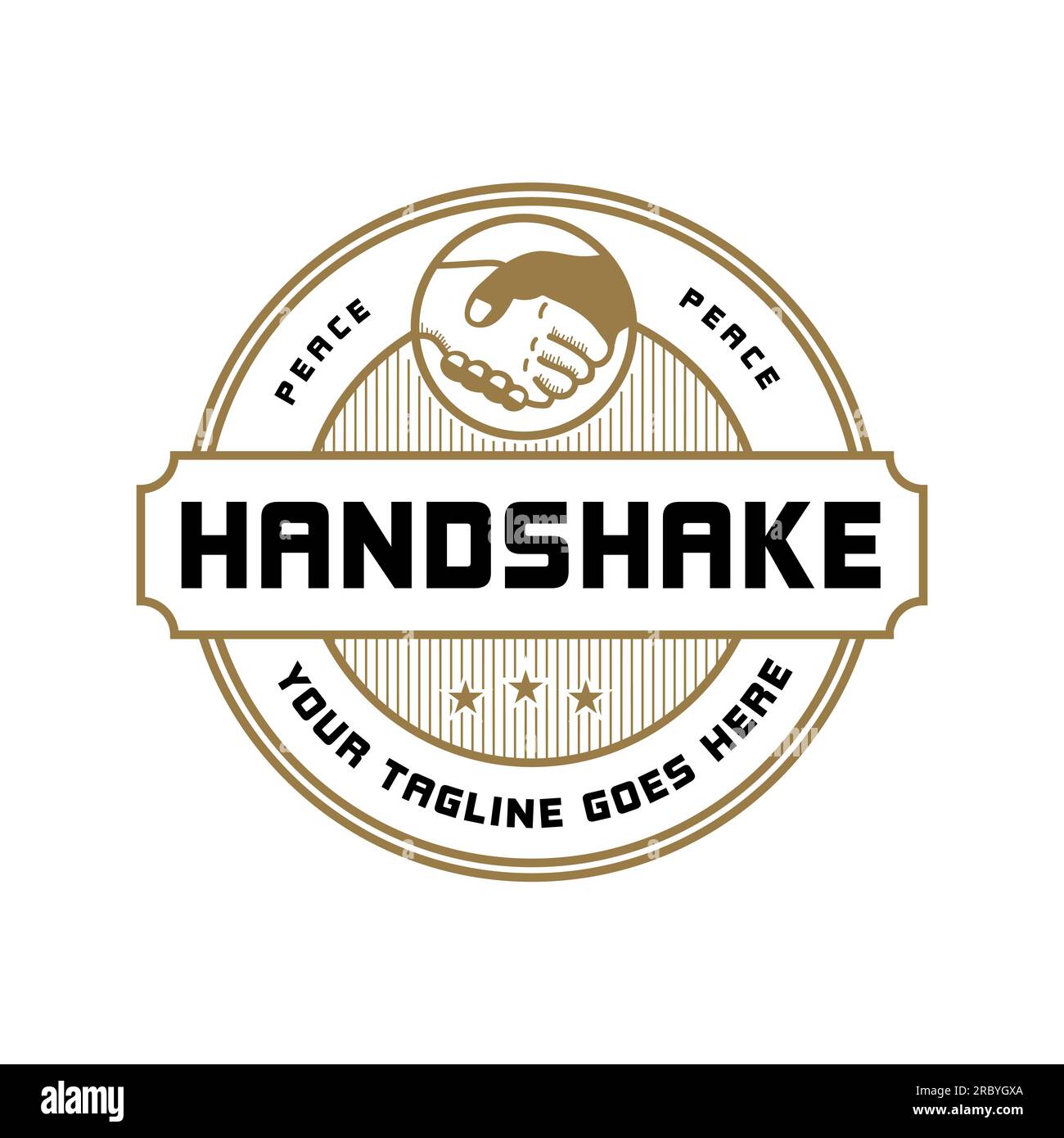 Vintage Hand Shake for Peace Deal Community Unity Logo Design freedom ...