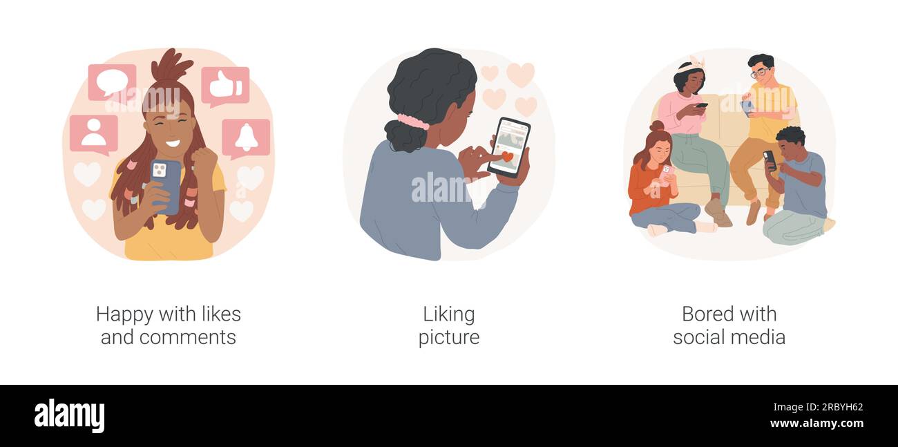 Social media emotions isolated cartoon vector illustration set. Happy ...