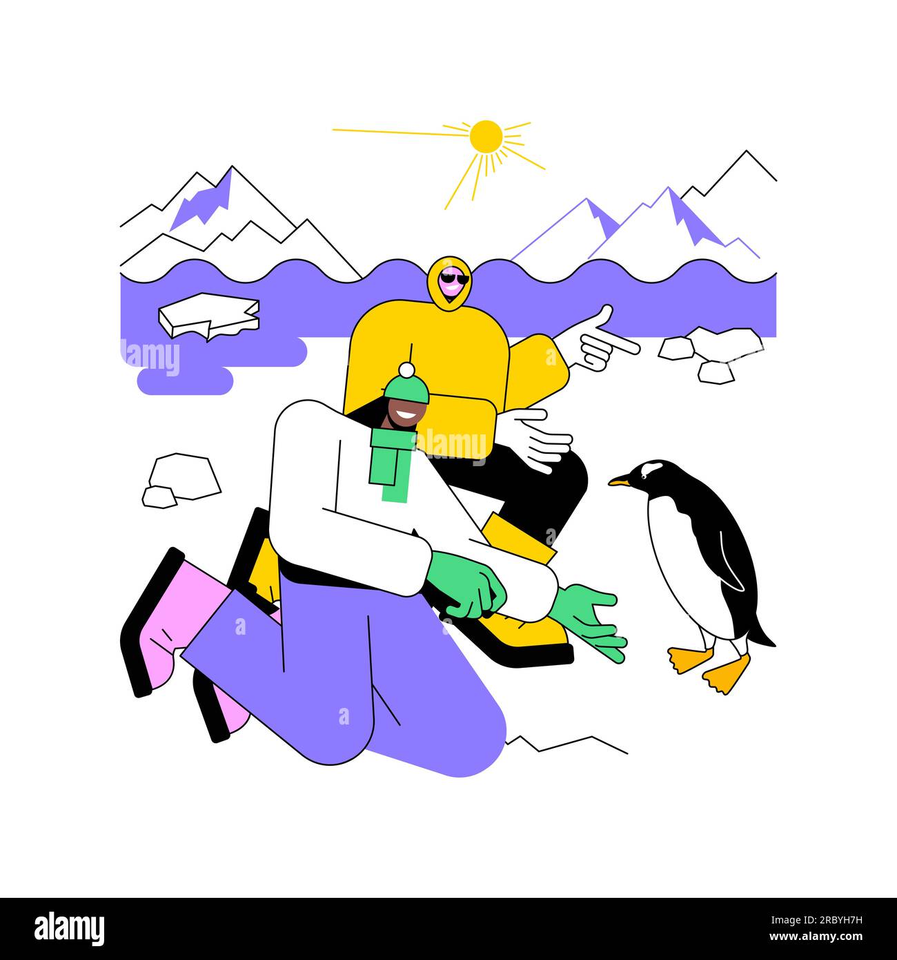 Watch penguins isolated cartoon vector illustrations. Young couple ...
