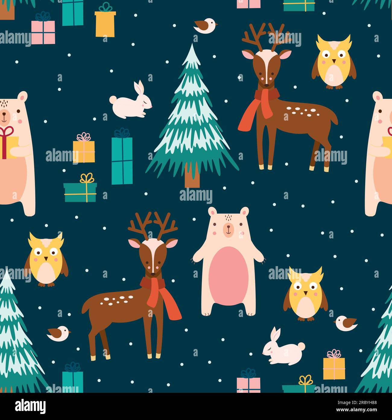 Christmas landscape fir trees Stock Vector Images - Alamy