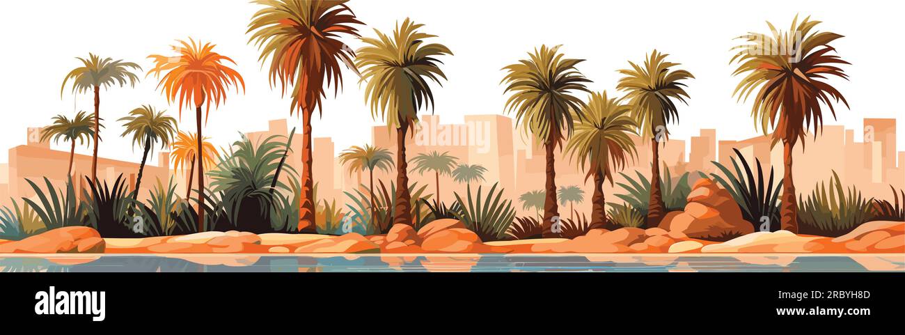Date palm tree oasis Stock Vector Images - Alamy
