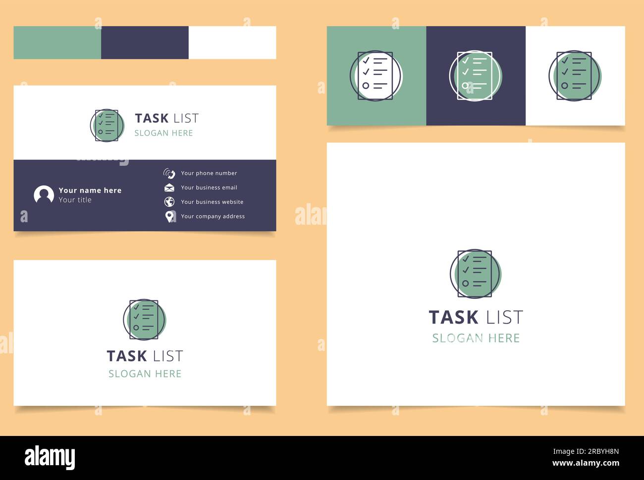 Task list logo design with editable slogan. Branding book and business ...