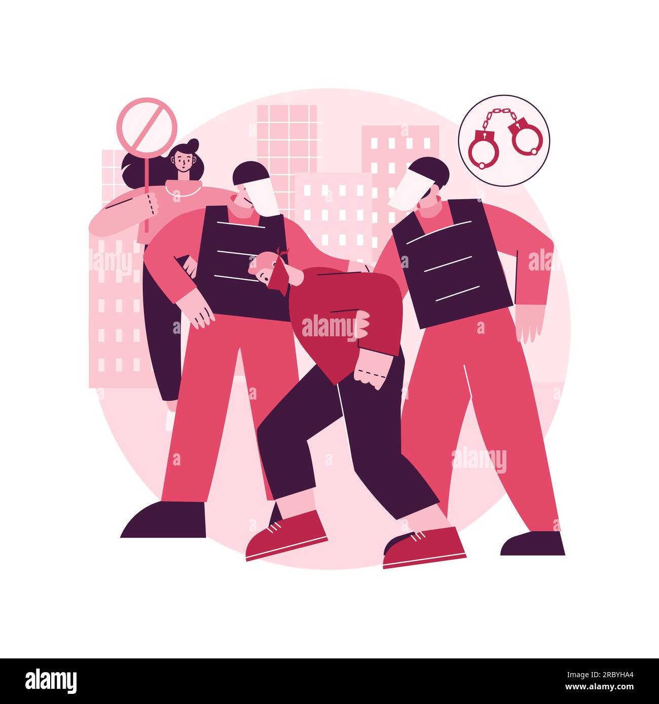 Arrest abstract concept vector illustration. Demonstration, public ...