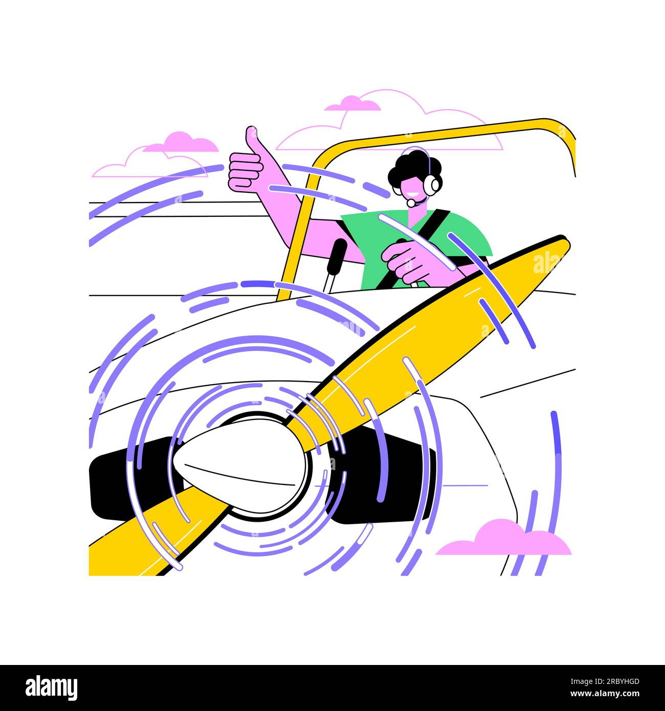 Pilot school isolated cartoon vector illustrations. Excited man ...