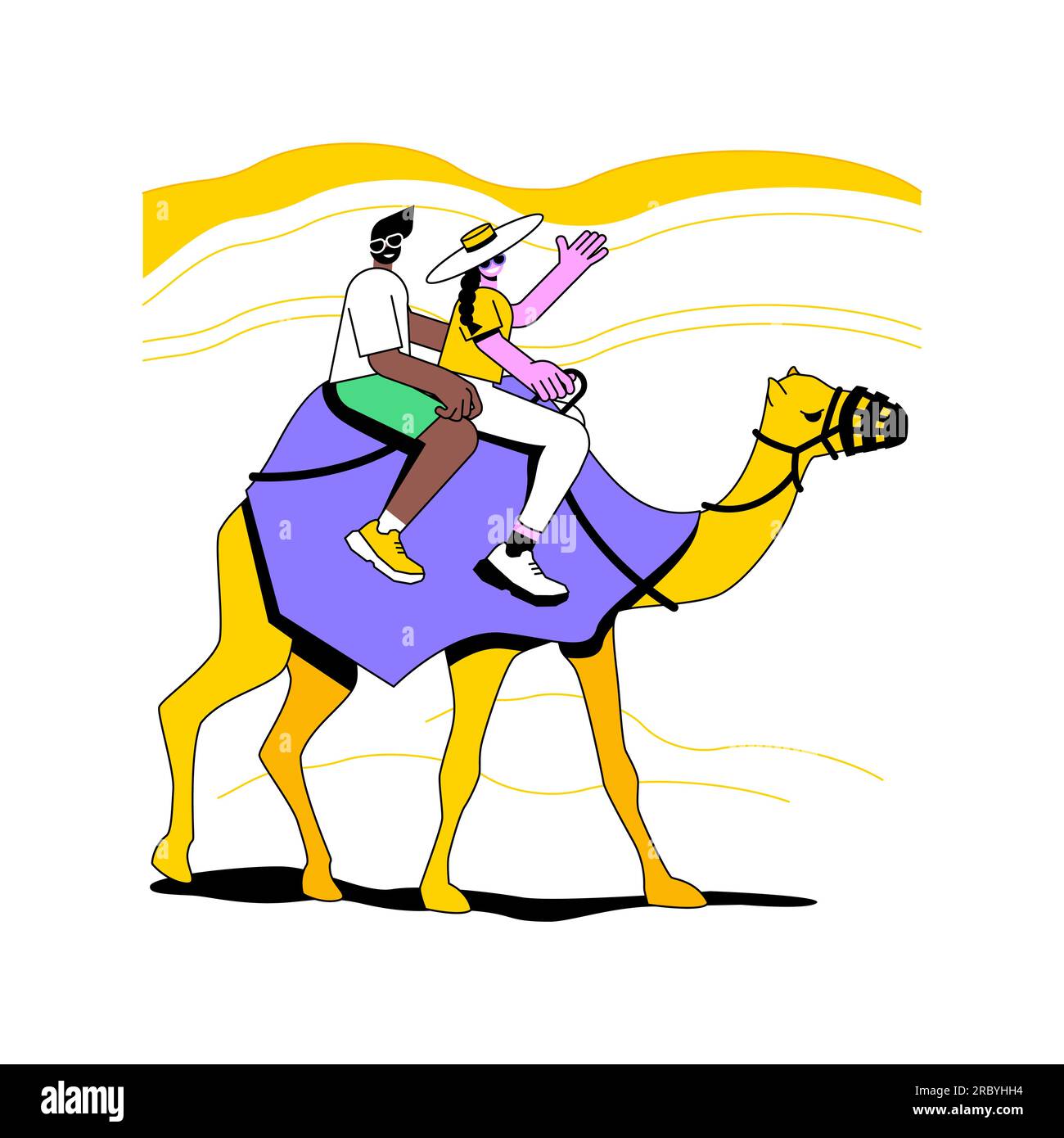Desert tour isolated cartoon vector illustrations. Couple has a camel ...