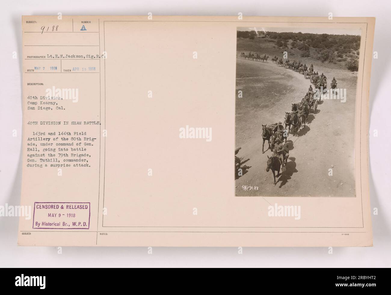 40th Division in a sham battle at Camp Kearny, San Diego. Artillery of ...