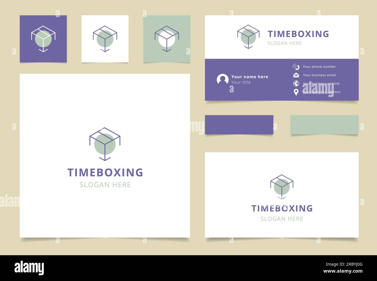 Timeboxing logo design with editable slogan. Branding book and business ...