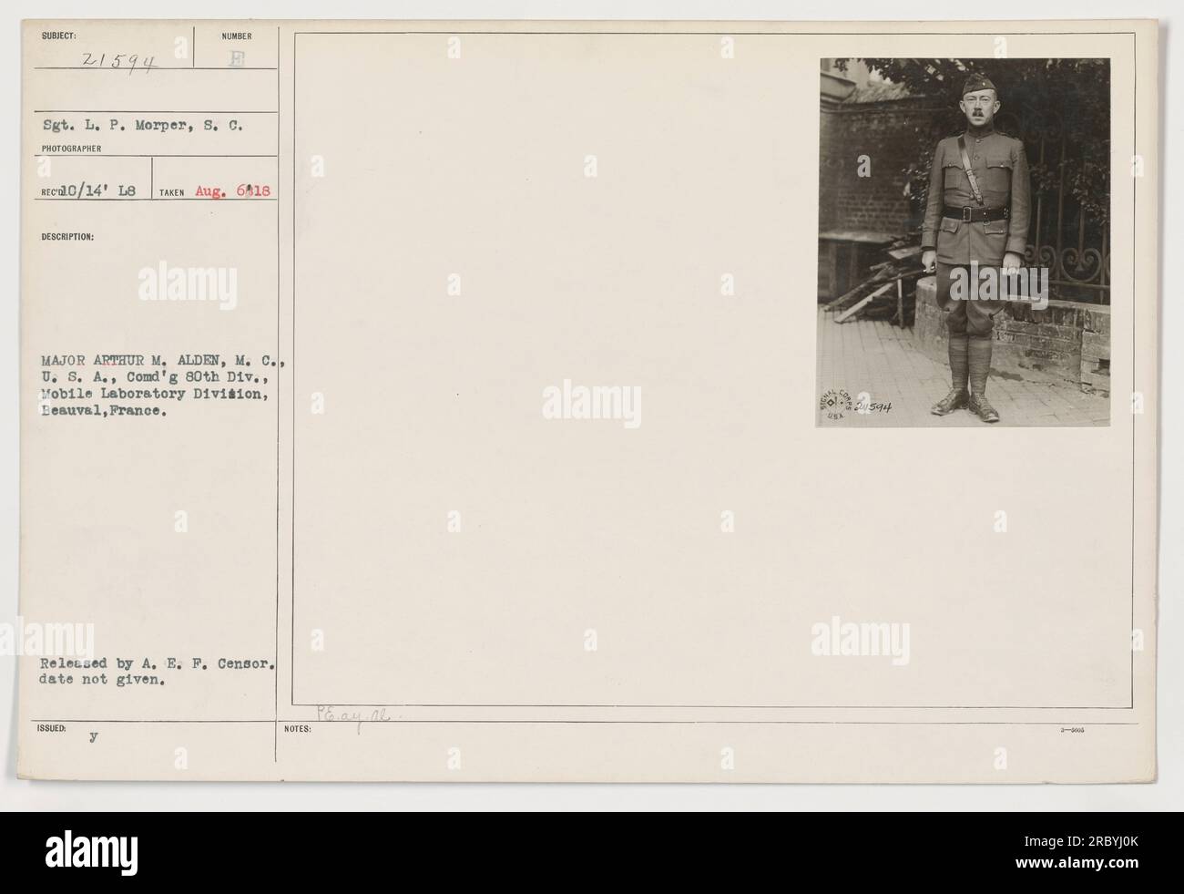 Major Arthur M. Alden, M.C., U.S.A., Commander of the 80th Division's ...