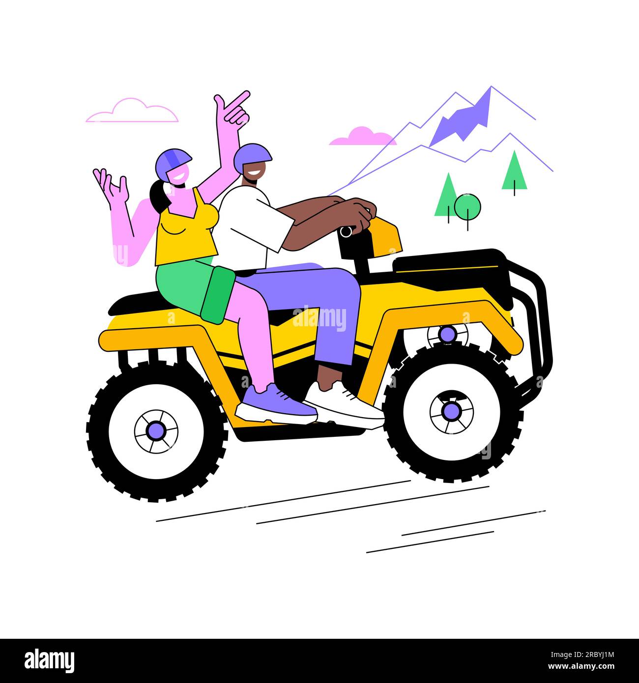 Quad rental isolated cartoon vector illustrations. Happy young couple ...