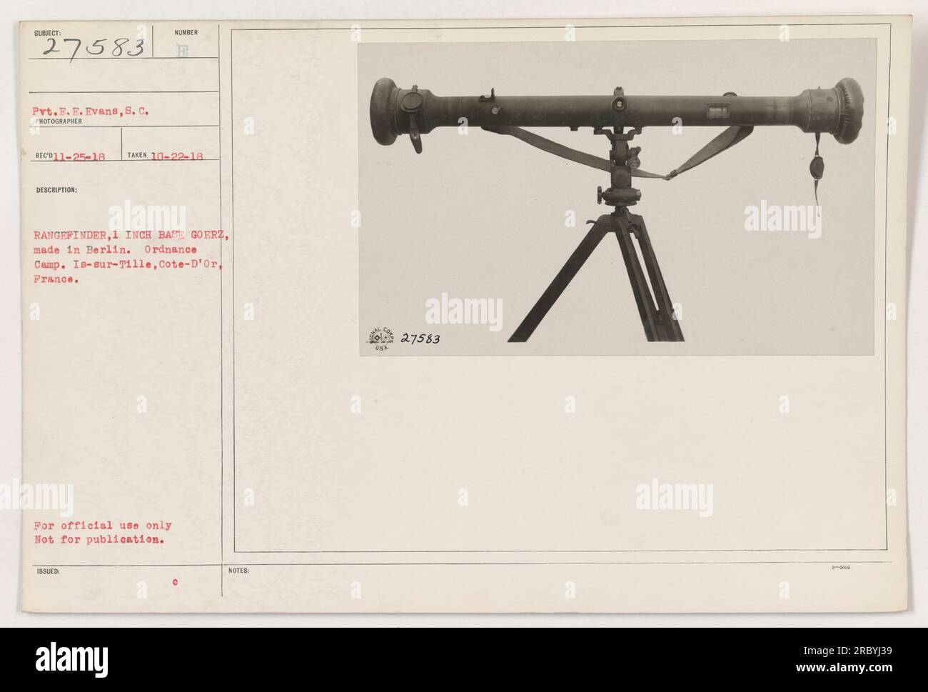 Soldier using a Goerz rangefinder, a device used to measure distance ...