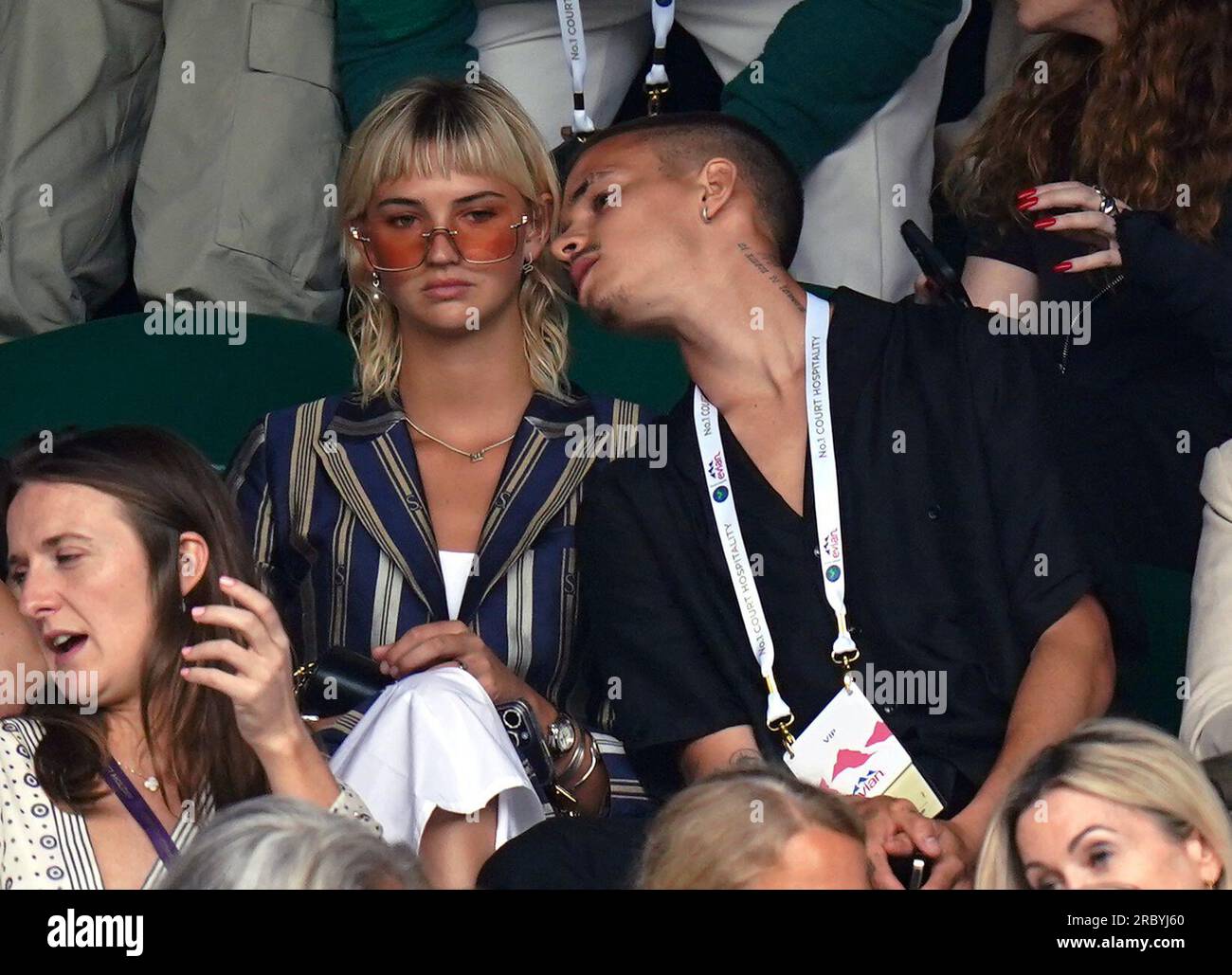 Mia Regan and Romeo Beckham on day nine of the 2023 Wimbledon ...