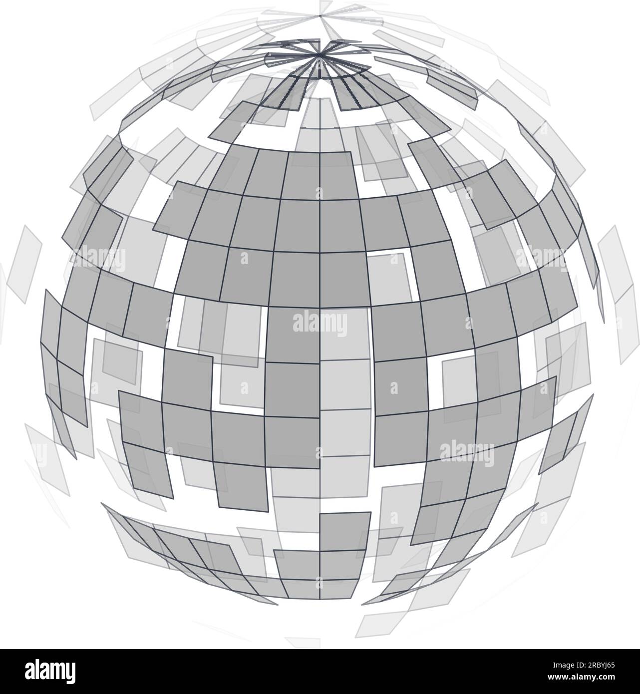 Wireframe sphere globe isolated on white background. 3d cell network ...