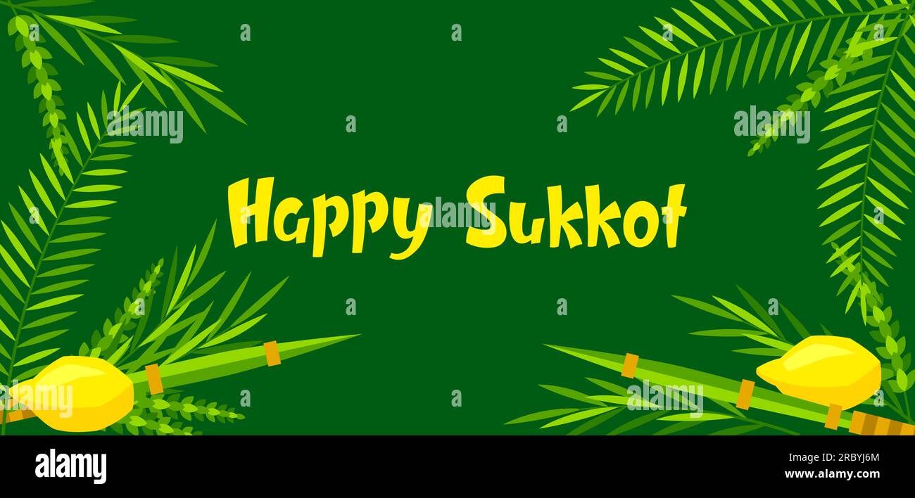 Happy Sukkot greeting card. Holiday background with Jewish festival ...