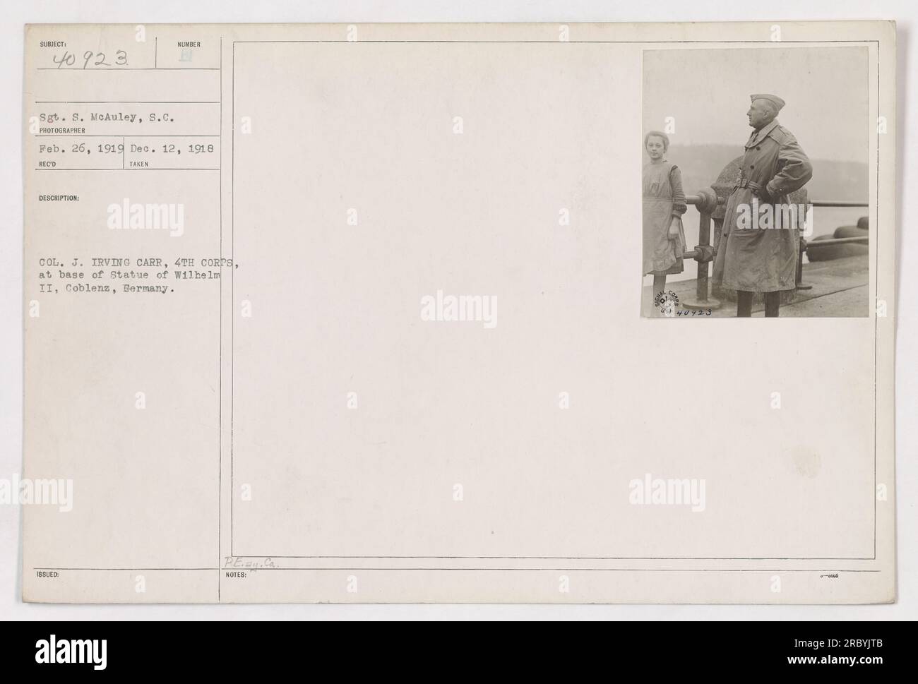 Group photo of Sergeant S. McAuley and Colonel J. Irving Carr, 4th ...