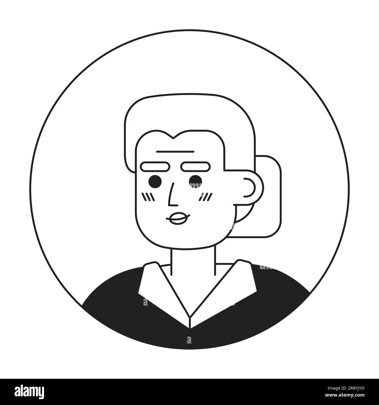 Senior silver haired woman monochrome flat linear character head Stock ...