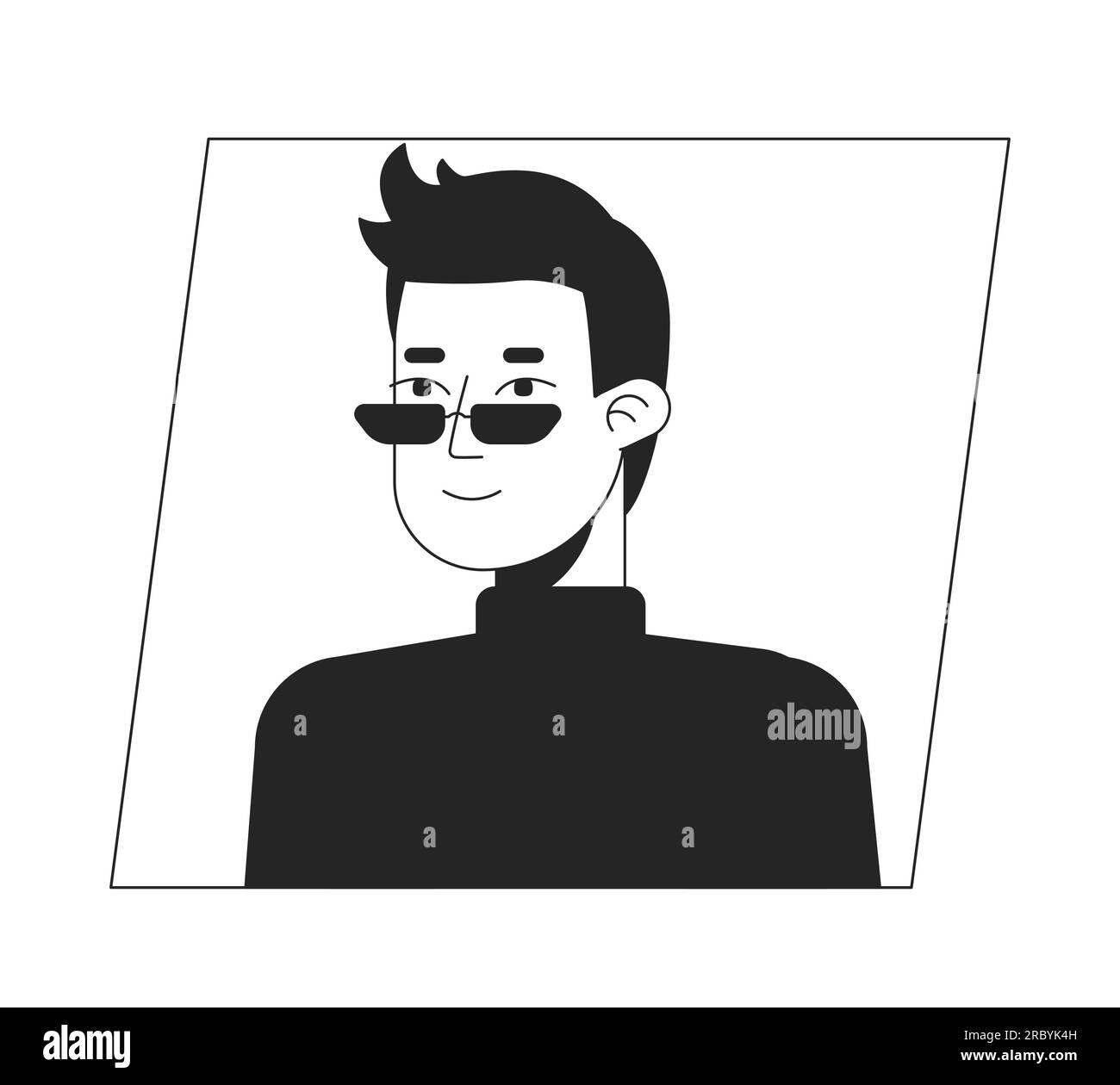 Handsome young man in glasses black white cartoon avatar icon Stock ...