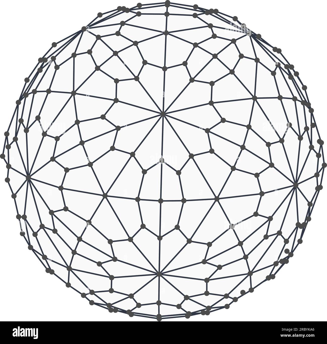 Wireframe sphere globe isolated on white background. 3d cell network ...