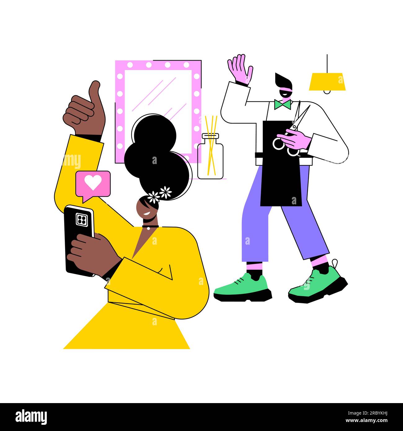 Salon client feedback isolated cartoon vector illustrations. Happy ...