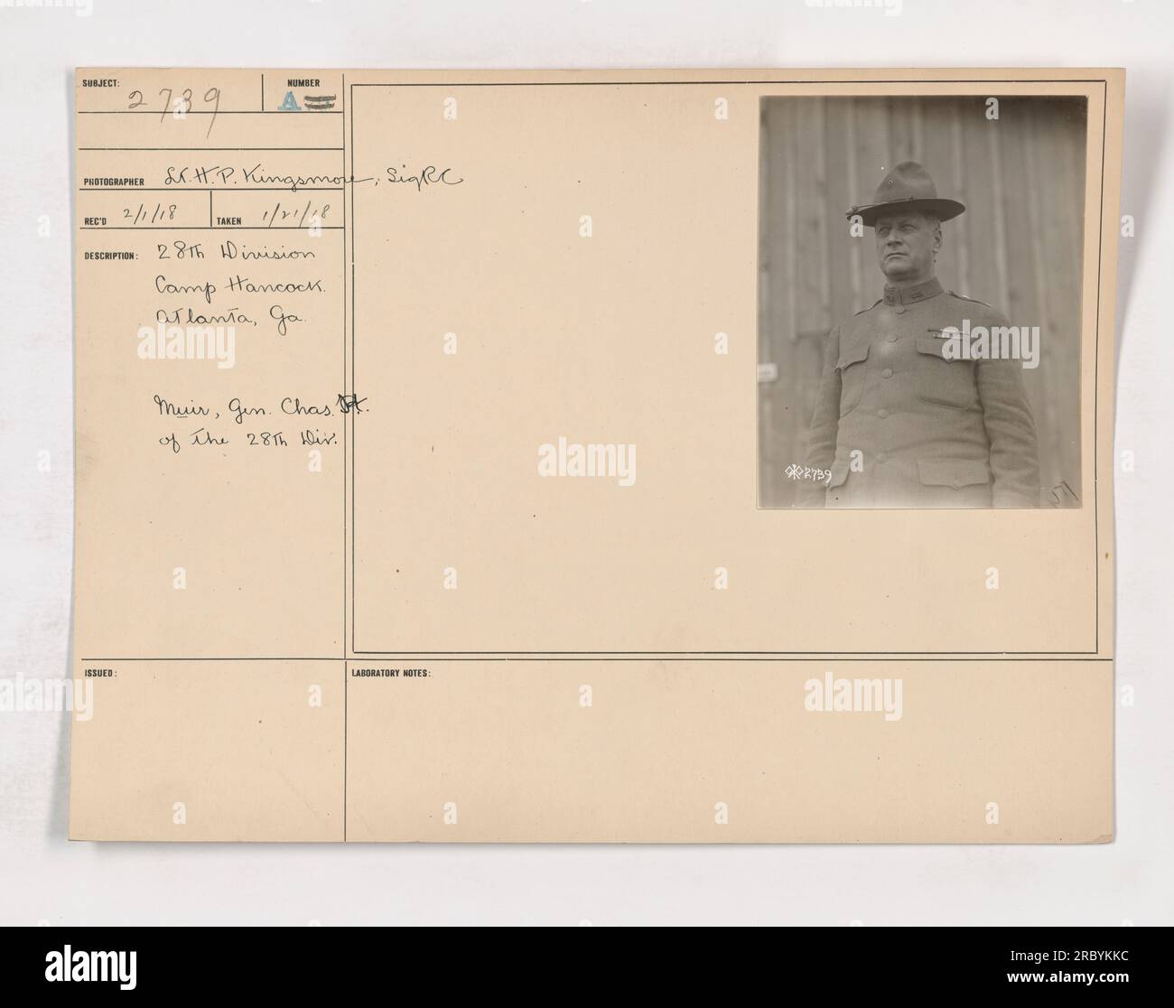 General Charles H. Muir of the 28th Division at Camp Hancock in Augusta ...