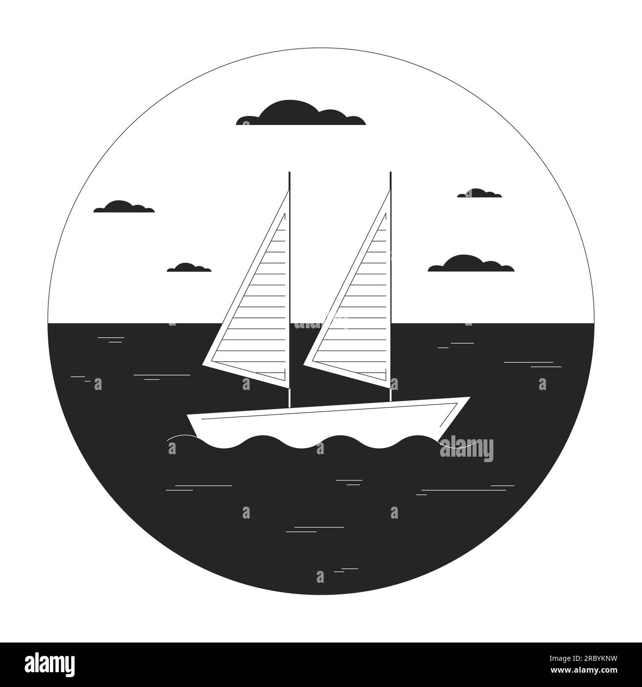 Sailboat on water bw vector spot illustration Stock Vector Image & Art ...