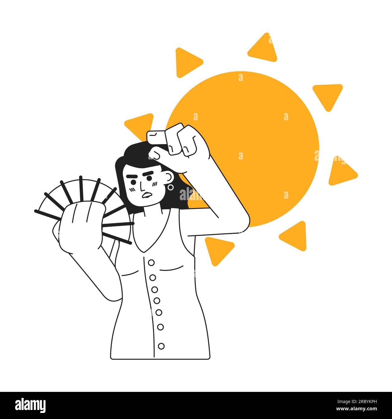 Sunny Summer Exhaustion Monochrome Concept Vector Spot Illustration