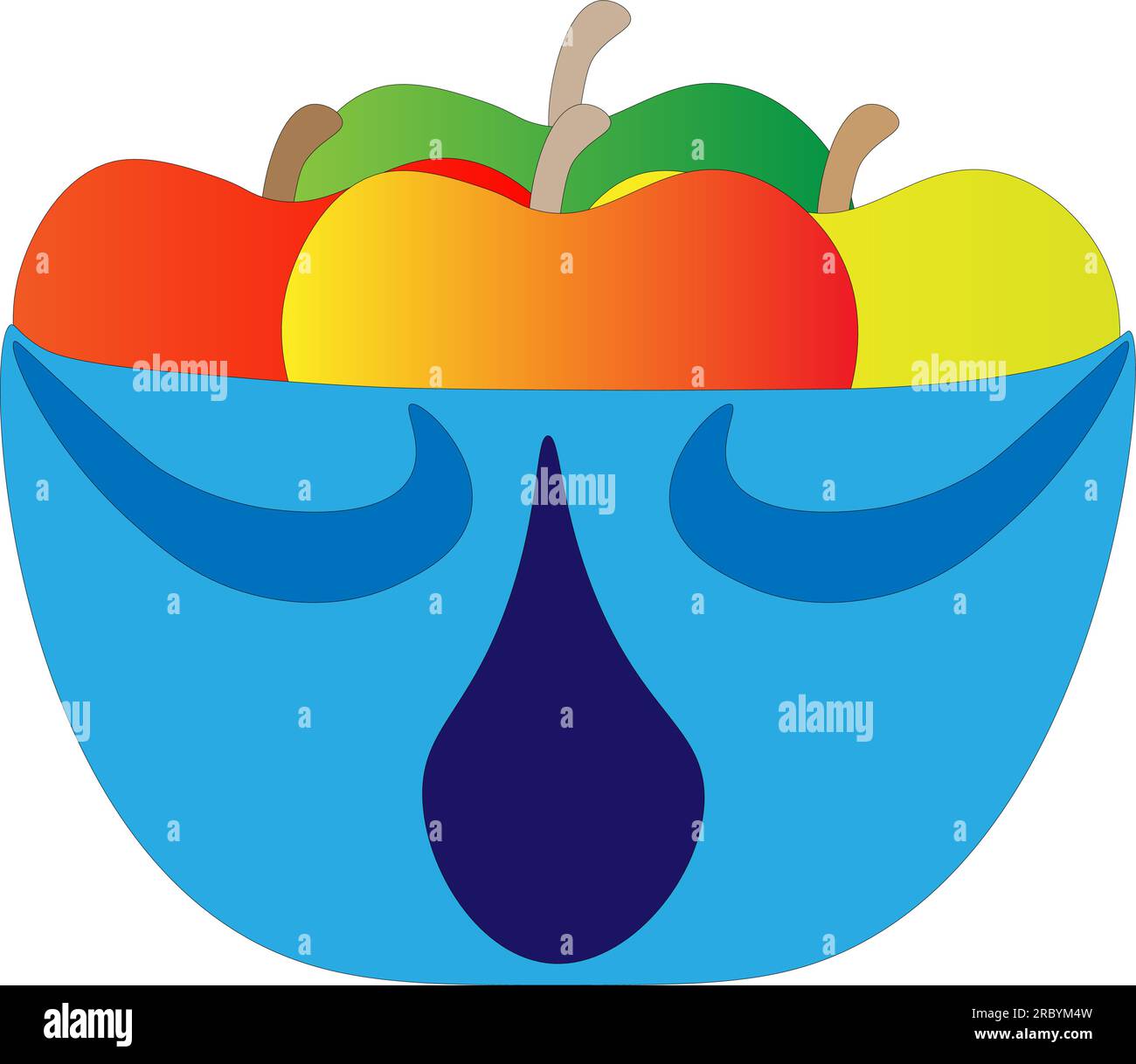 Bowl with apples on a white background, children's drawing. Vector ...