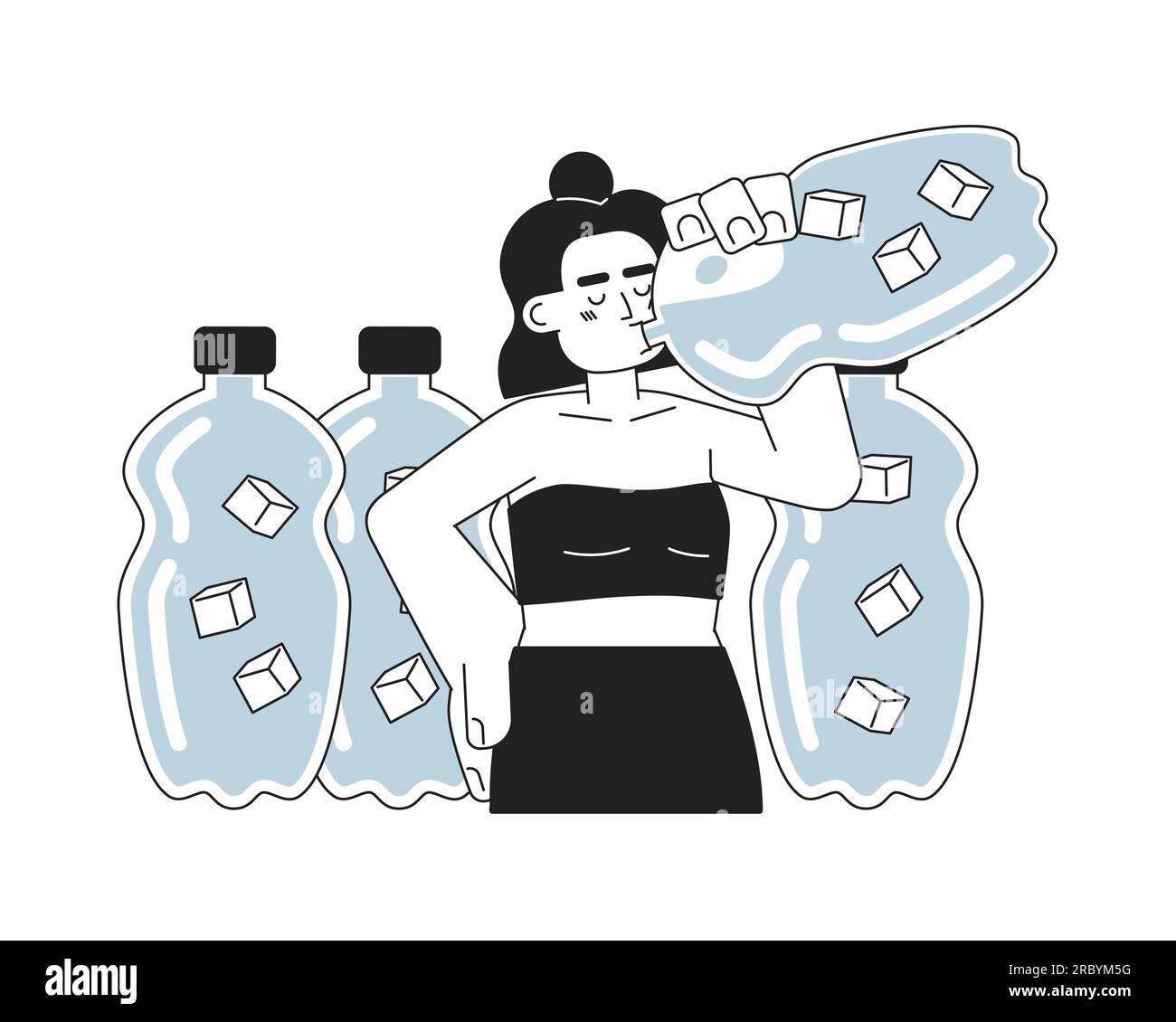 Drink More Water Monochrome Concept Vector Spot Illustration Stock