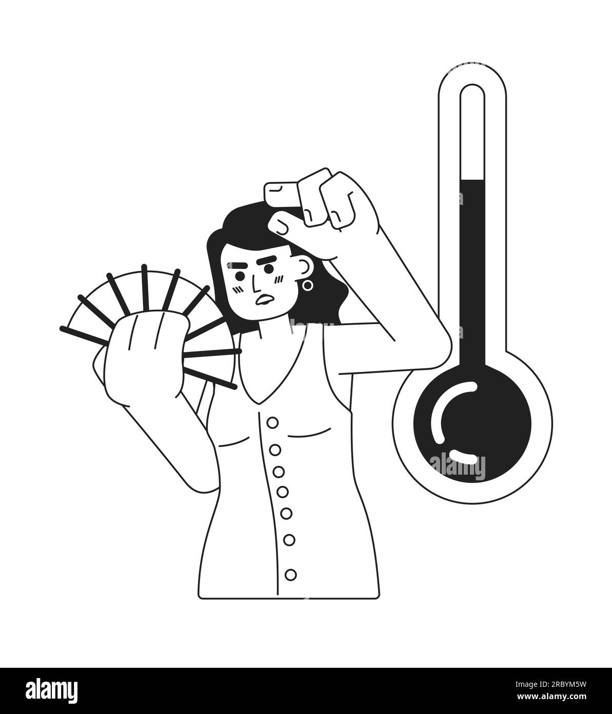 Hot day with high temperature monochrome concept vector spot ...