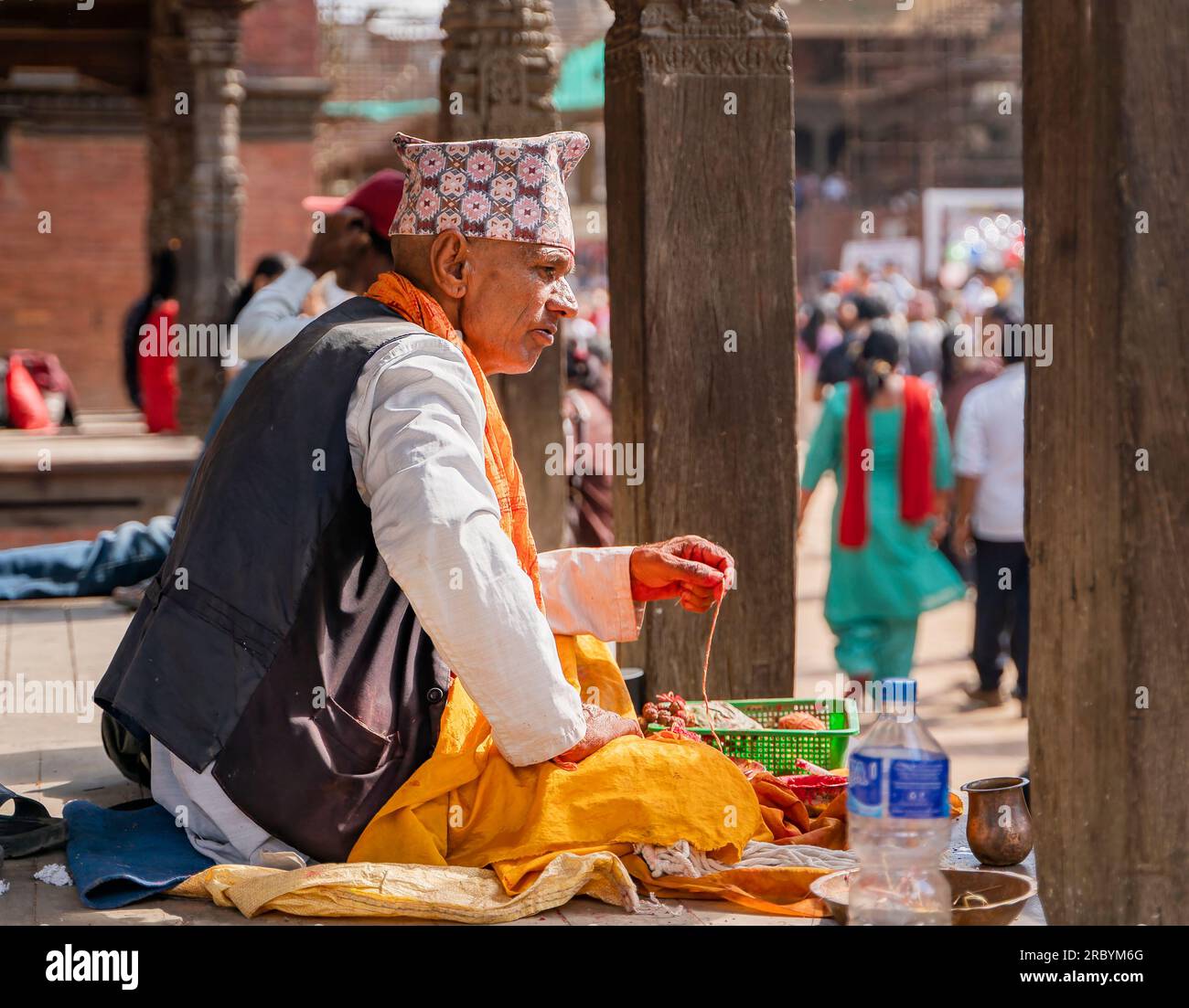Kathmandu, Nepal - August 12, 2022: People of Nepal. Man in traditional ...