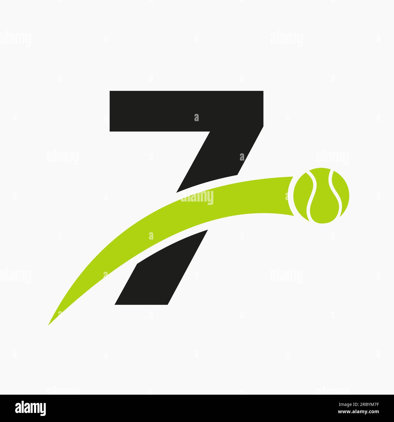 Tennis Logo On Letter 7 With Moving Tennis Ball Icon. Tennis Logo ...