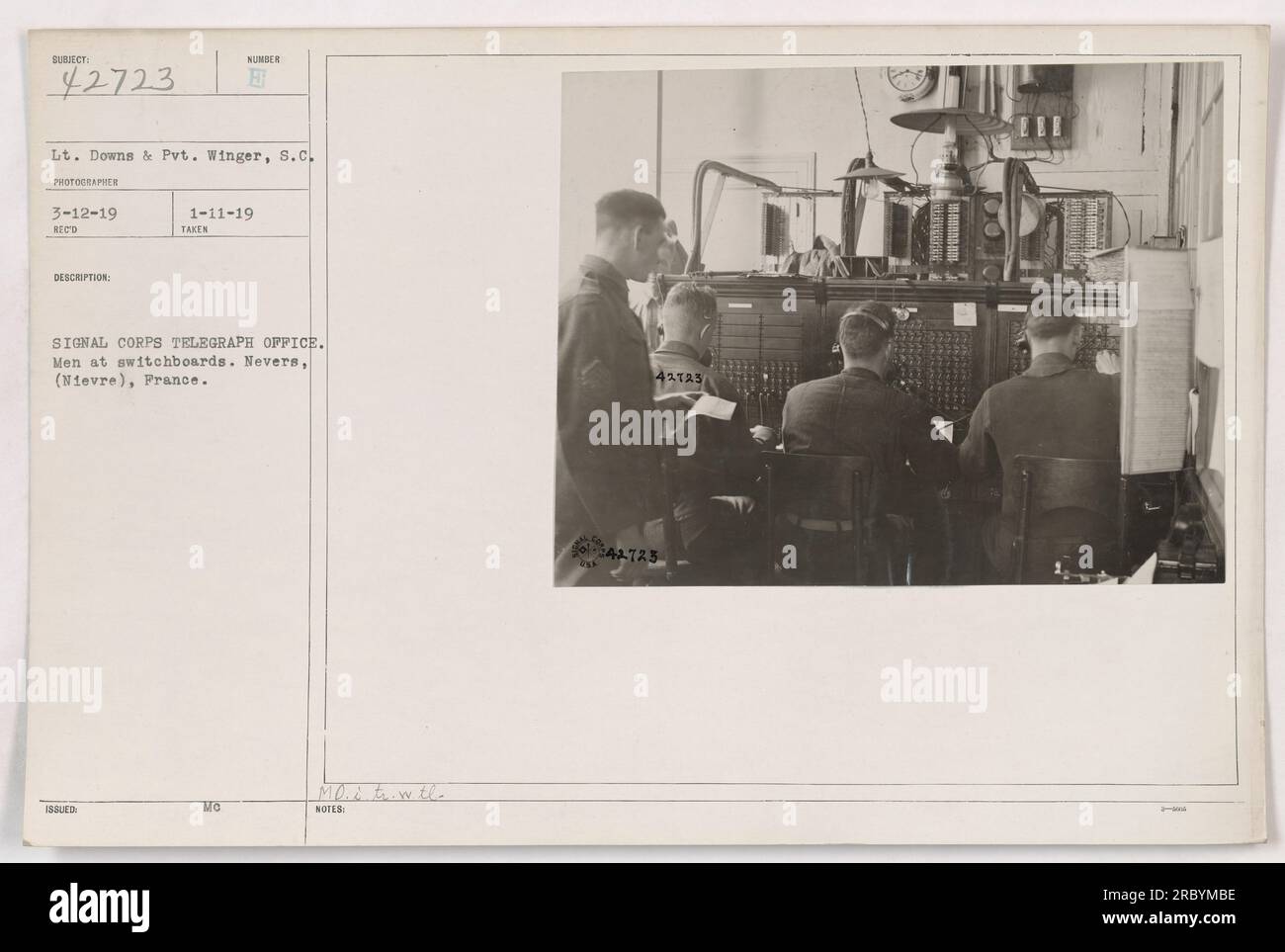 Title: Men at switchboards in Signal Corps Telegraph Office, Nevers ...