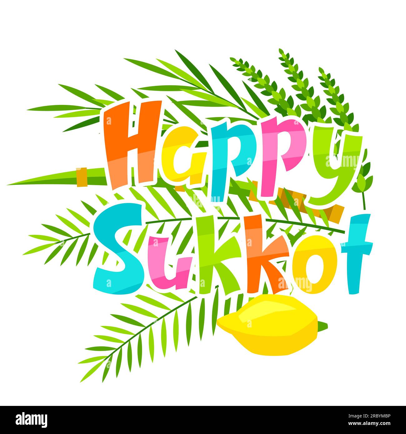 Happy Sukkot greeting card. Holiday background with Jewish festival ...