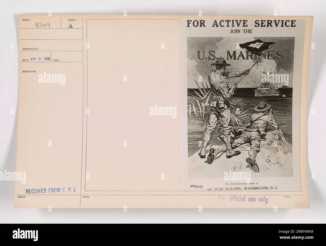 Group of U.S. Marines undergoing training during World War One. The soldiers can be seen ...