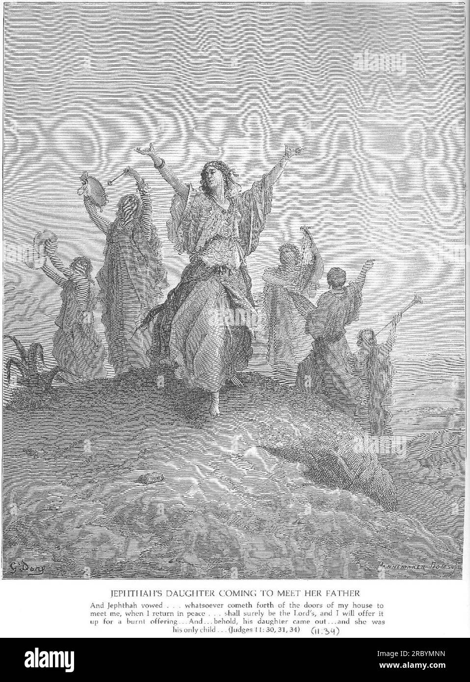 Jephthah's Daughter Comes to Meet Her Father by Gustave Dore Stock ...