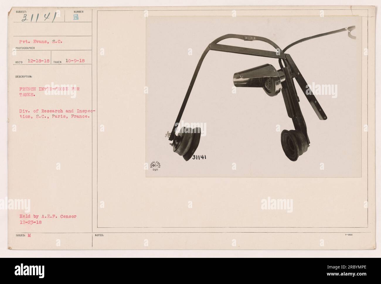 This image depicts a French Inter-Phone for Tanks used during World War ...