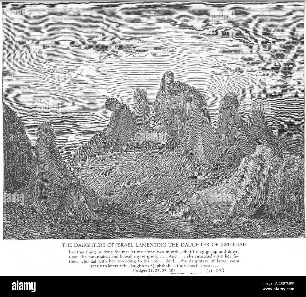 Israelite Women Mourn with Jephthah's Daughter by Gustave Dore Stock ...