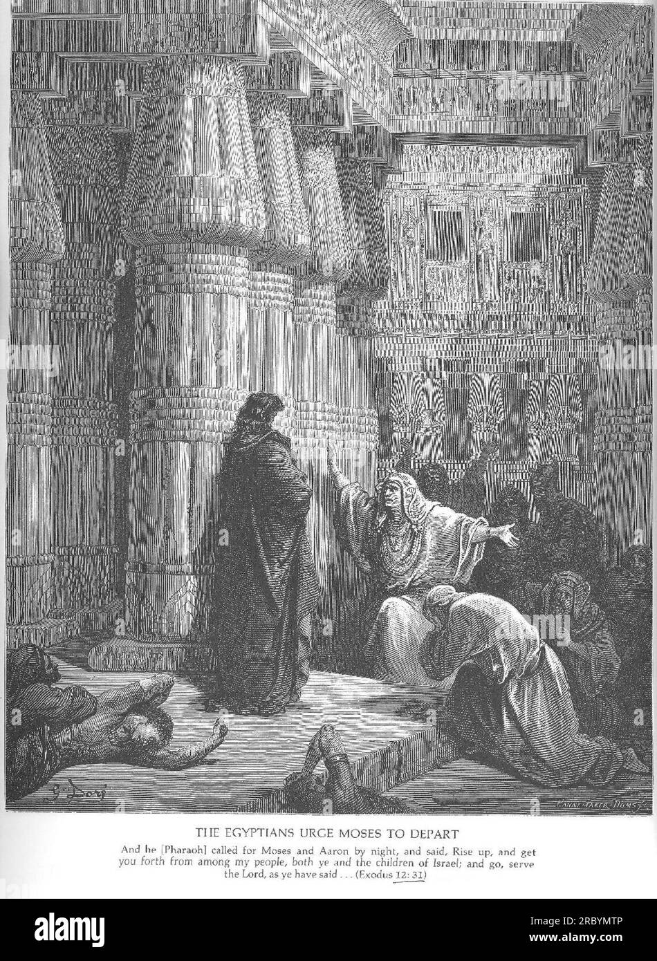 The Egyptians Ask Moses to Depart by Gustave Dore Stock Photo - Alamy