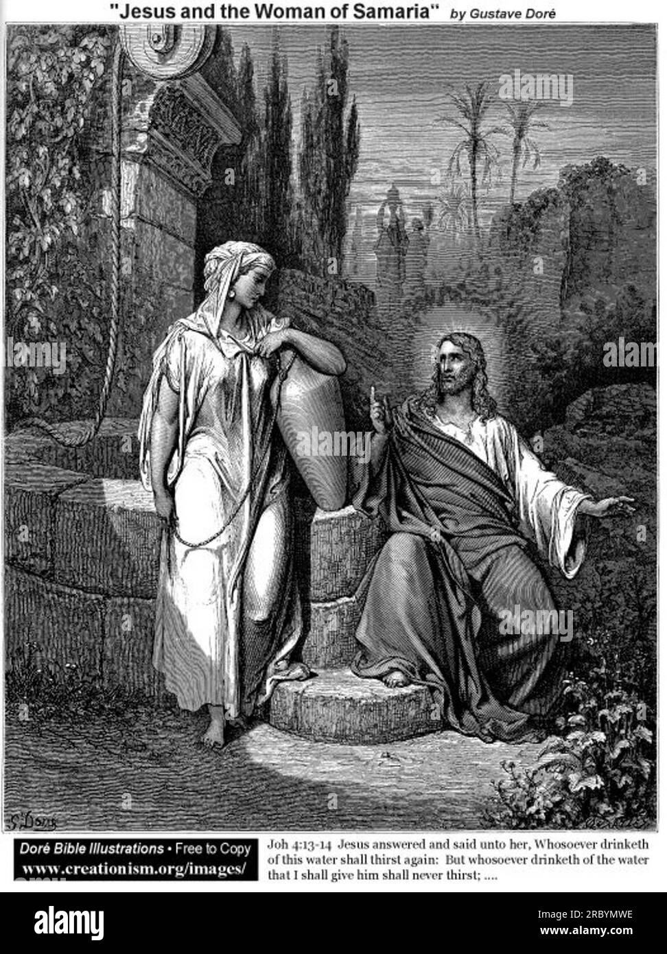 Jesus And The Woman Of Samaria by Gustave Dore Stock Photo - Alamy