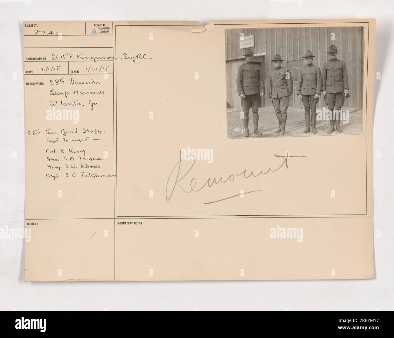 Left to right: Col. E. King, Maj. S. O. Farqua, Maj. S. W. Rhods, Capt ...