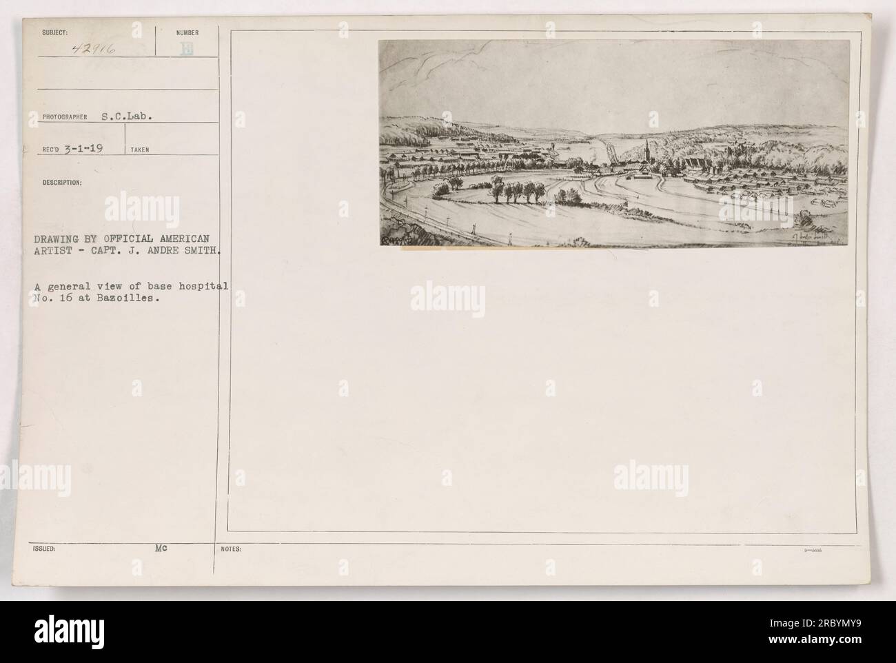 "Drawing by official American artist Capt. J. Andre Smith depicts a ...