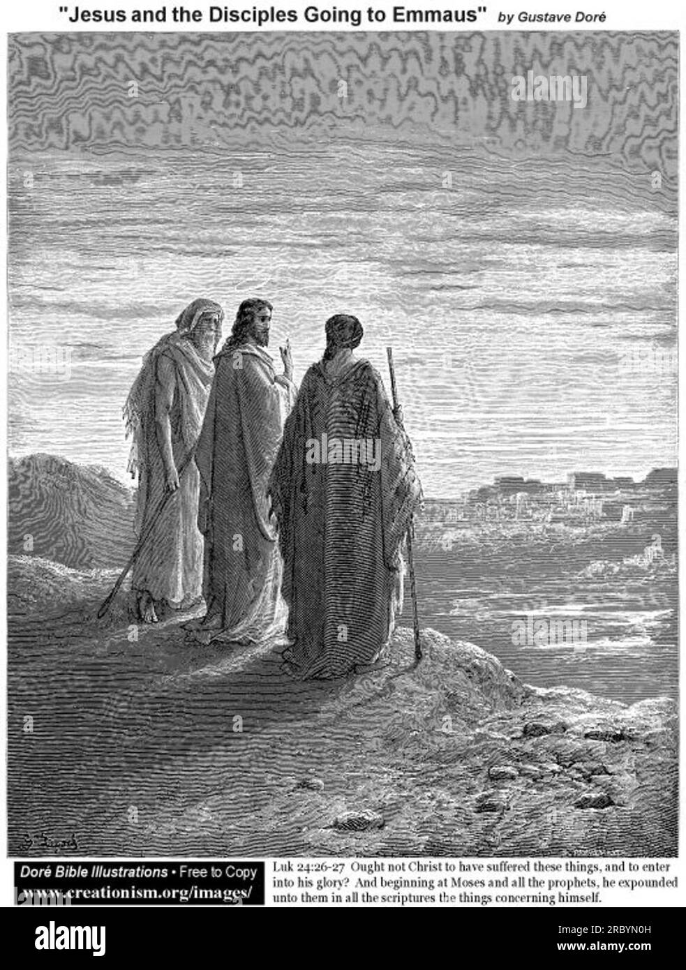 Jesus And The Disciples Going To Emmaus by Gustave Dore Stock Photo - Alamy
