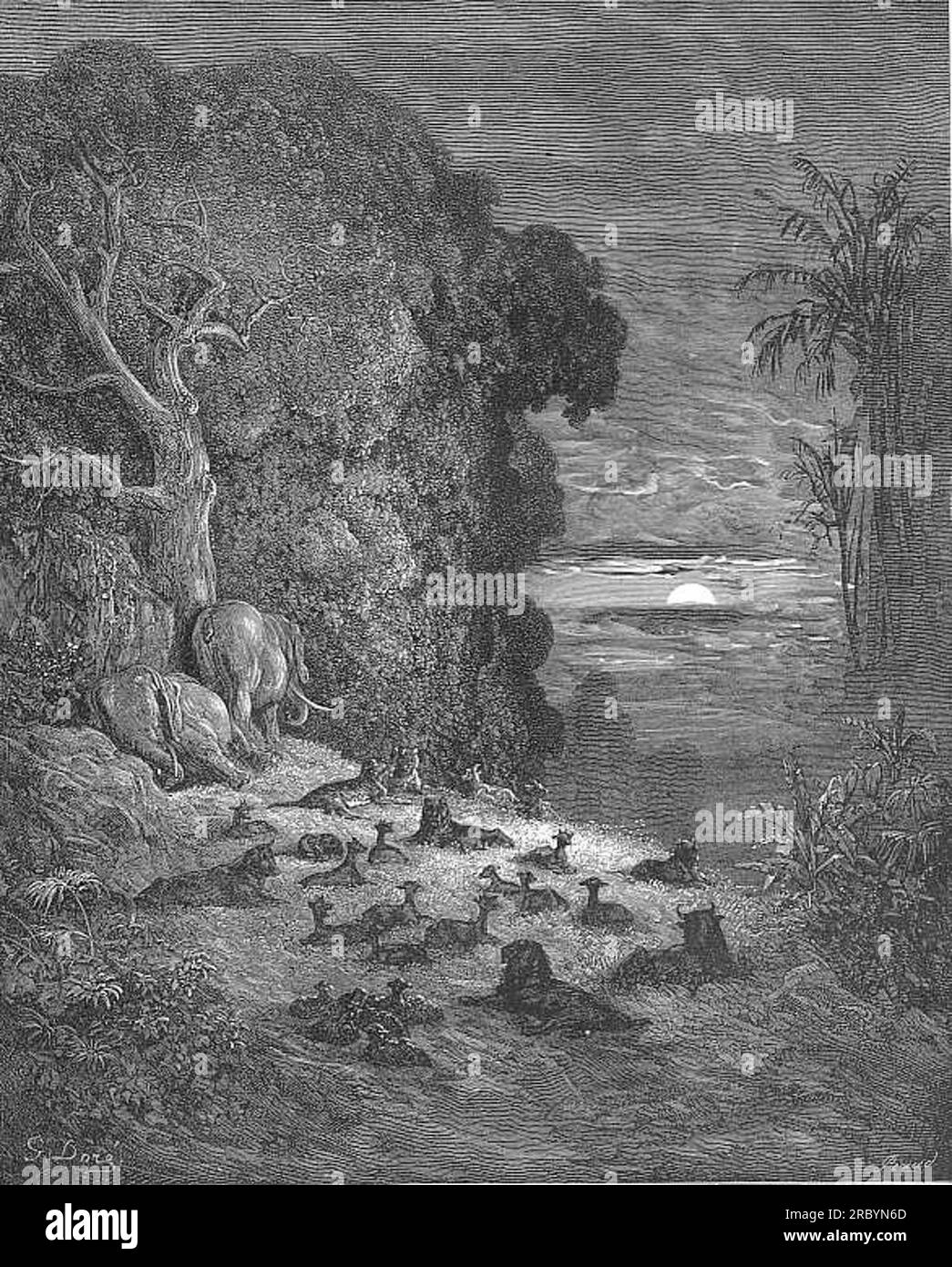 And now on earth the seventh Evening arose in Eden by Gustave Dore ...