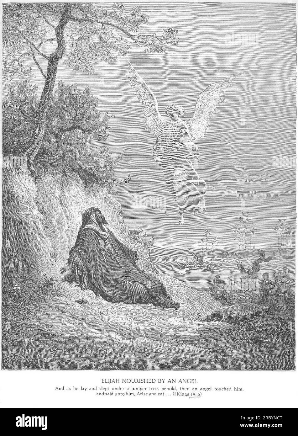 Elijah Is Nourished by an Angel by Gustave Dore Stock Photo - Alamy