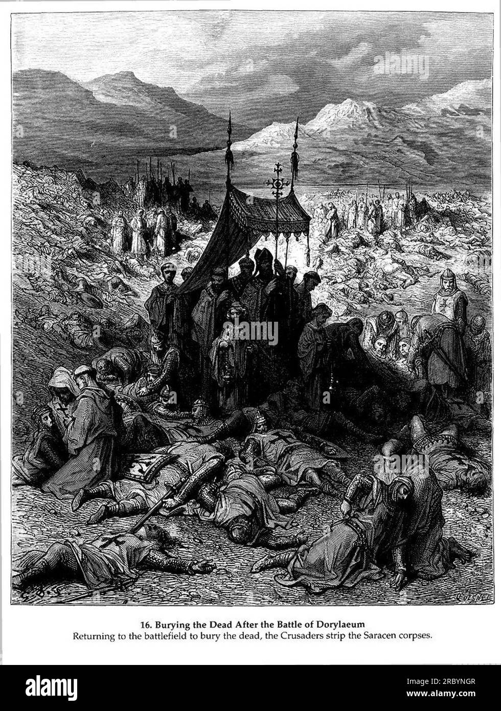 Burying the Dead After the Battle of Dorylaeum by Gustave Dore Stock ...