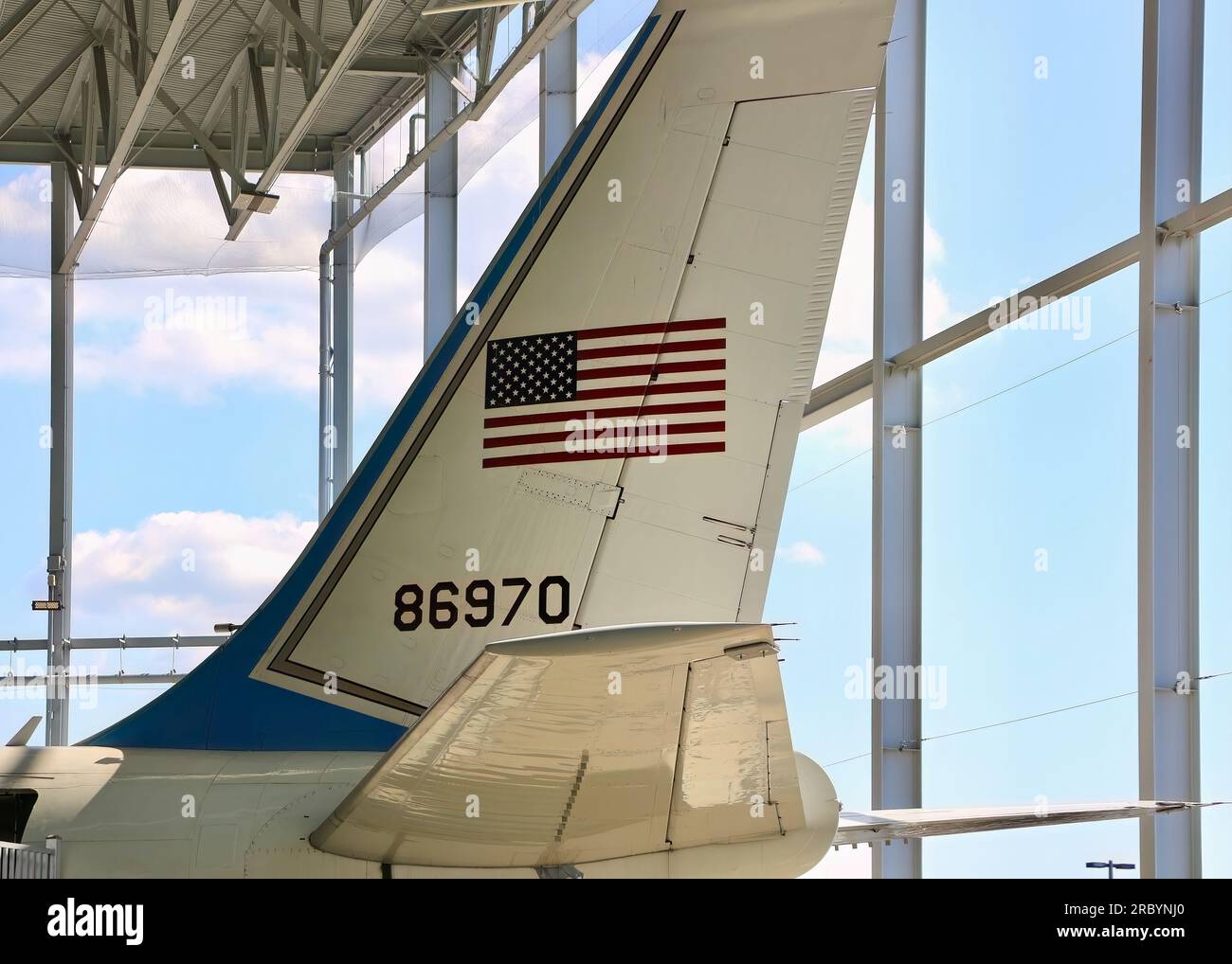 Tail fin of the original Boeing VC-137B "Air Force One" presidential ...