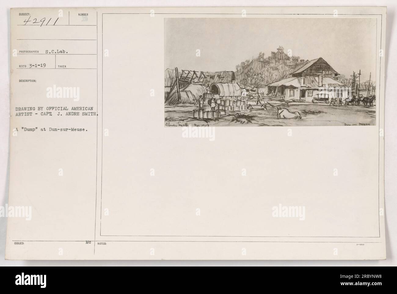 This photograph depicts a drawing by Capt. J. Andre Smith, an official ...