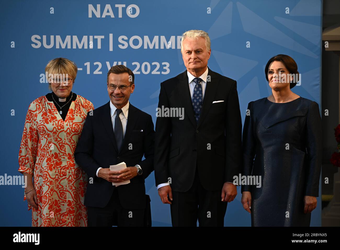 Sweden's Prime Minister Ulf Kristersson and his wife Birgitta Ed (left ...