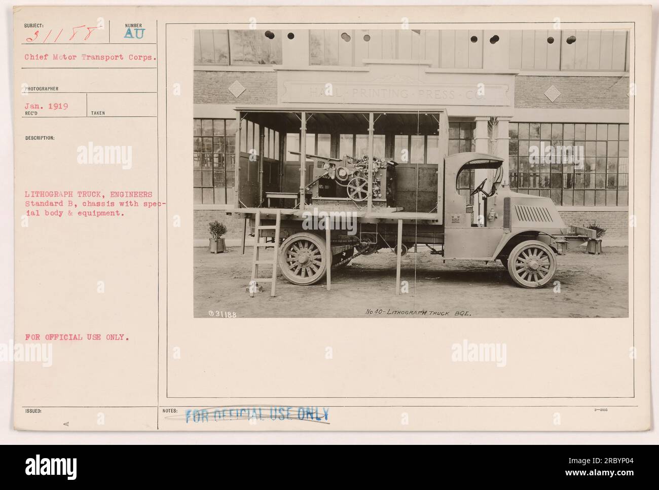 A Chief Motor Transport Corps truck with a Standard B chassis and ...