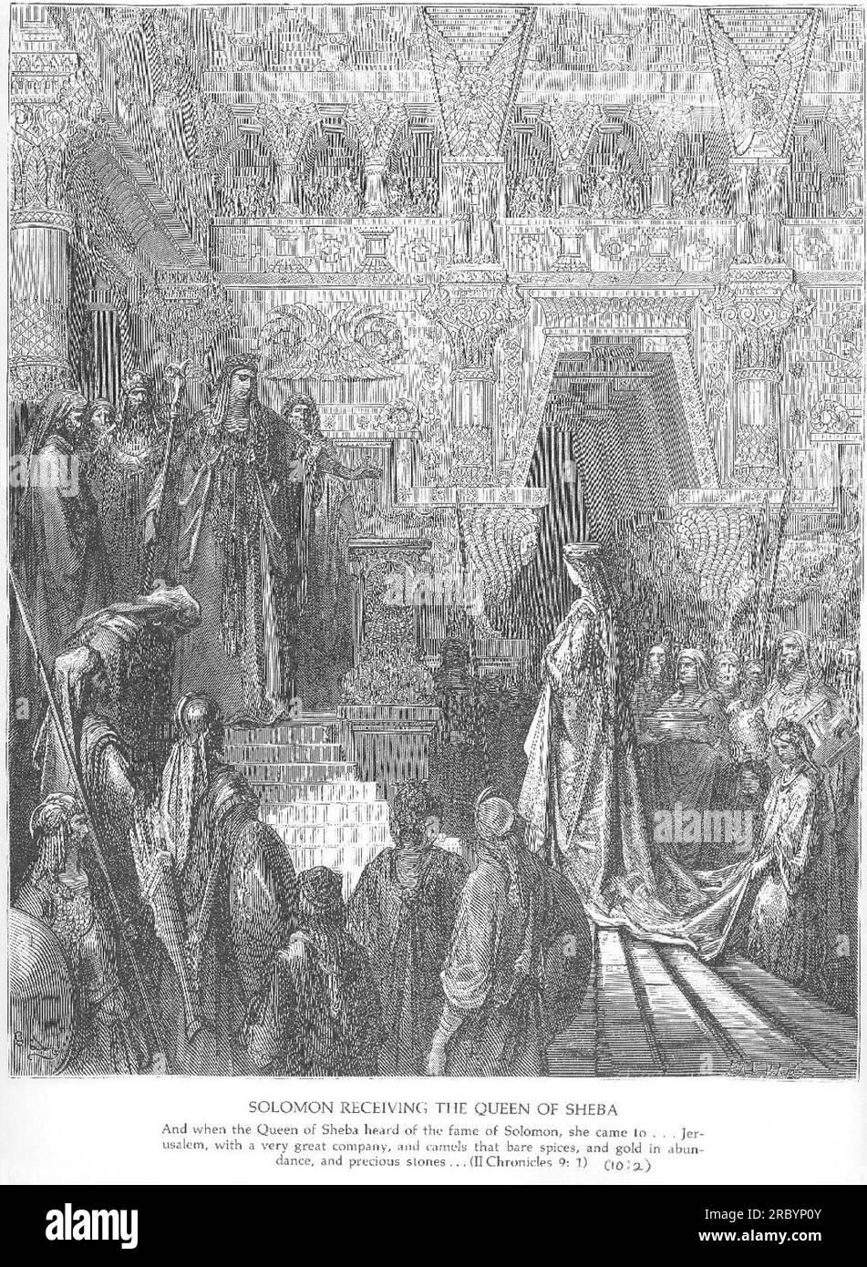 Solomon Receives the Queen of Sheba by Gustave Dore Stock Photo - Alamy