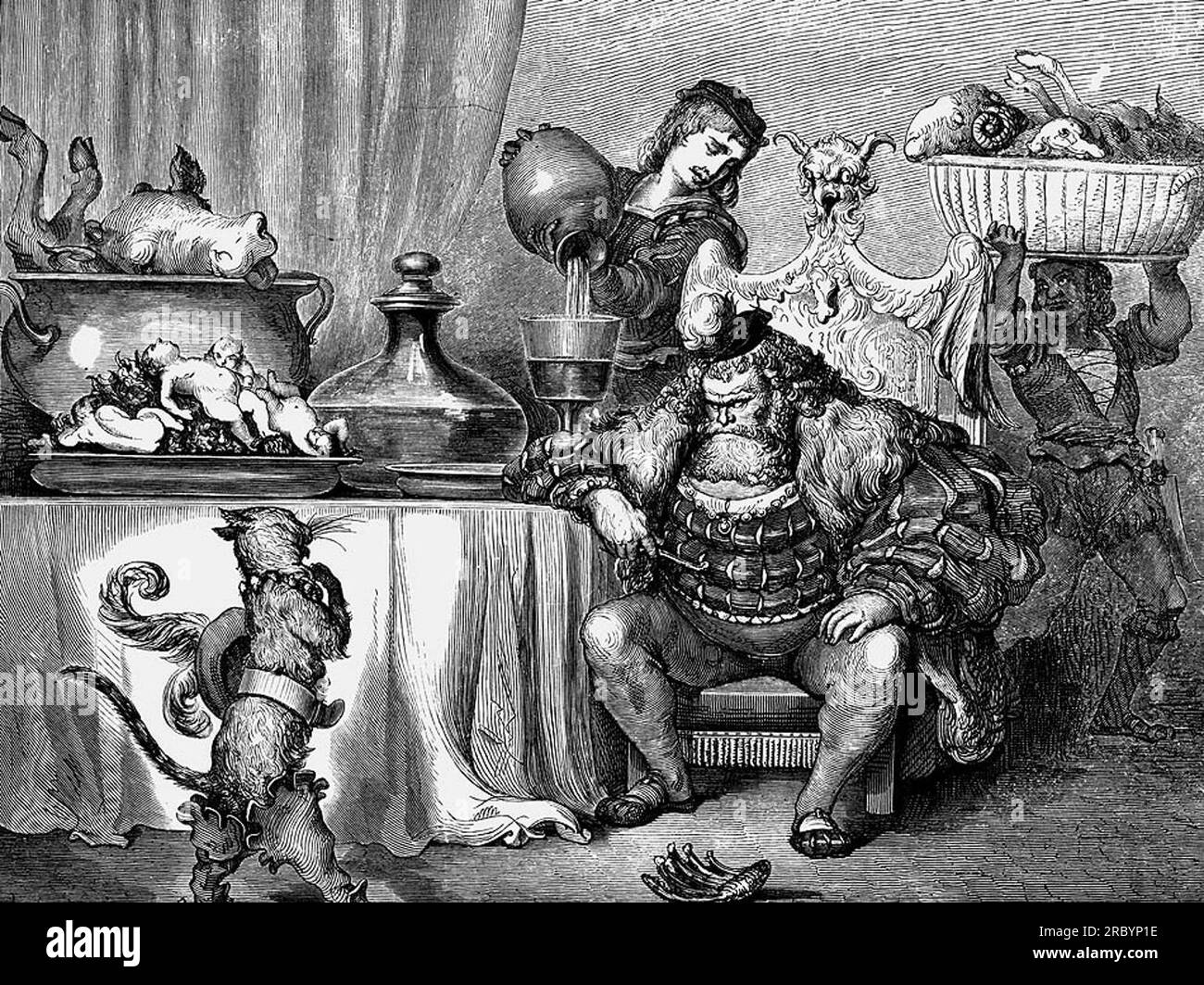 The Ogre Received Him As Civilly As An Ogre Can by Gustave Dore Stock ...